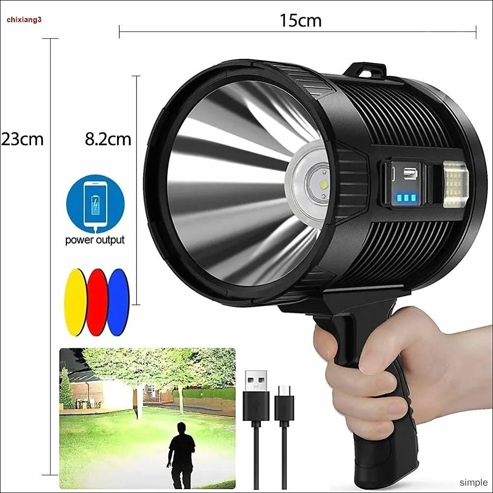 Эксклюзивный портативный фонарь с COB диодом, красное и белое свечение, функция пауэрбанка