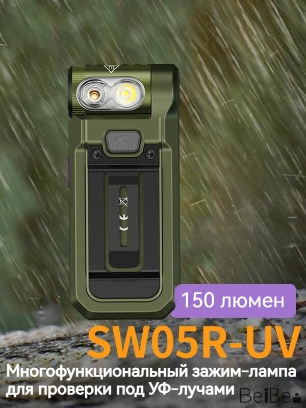 SW05R-Армейский зеленый ультрафиолетовый фонарик (фиолетовый свет + белый свет) универсальный, магнитная ручка, широкие плоскогубцы, вращающаяся головка, тип c