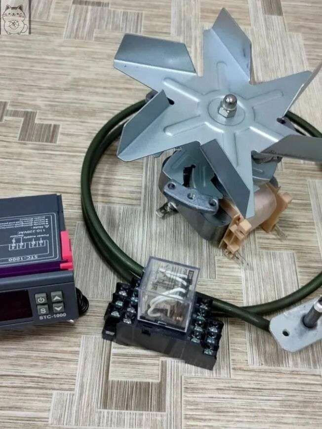 Набор комплект конвекции для коптильни. Мотор ось 22мм + терморегулятор STC1000 + ТЭН 2,0 кВт + Реле