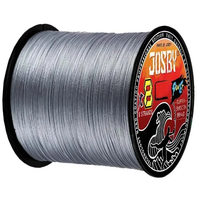 JOSBY 8-прядная плетенная леска для ловли карпа Серый, 500M-0.5mm-90lb, Gray