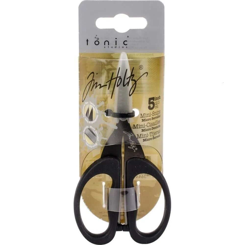 Ножницы Tim Holtz Mini-Snips 5 дюймов (12.3 см) Micro Serrated Черные для рукоделия и скрапбукинга