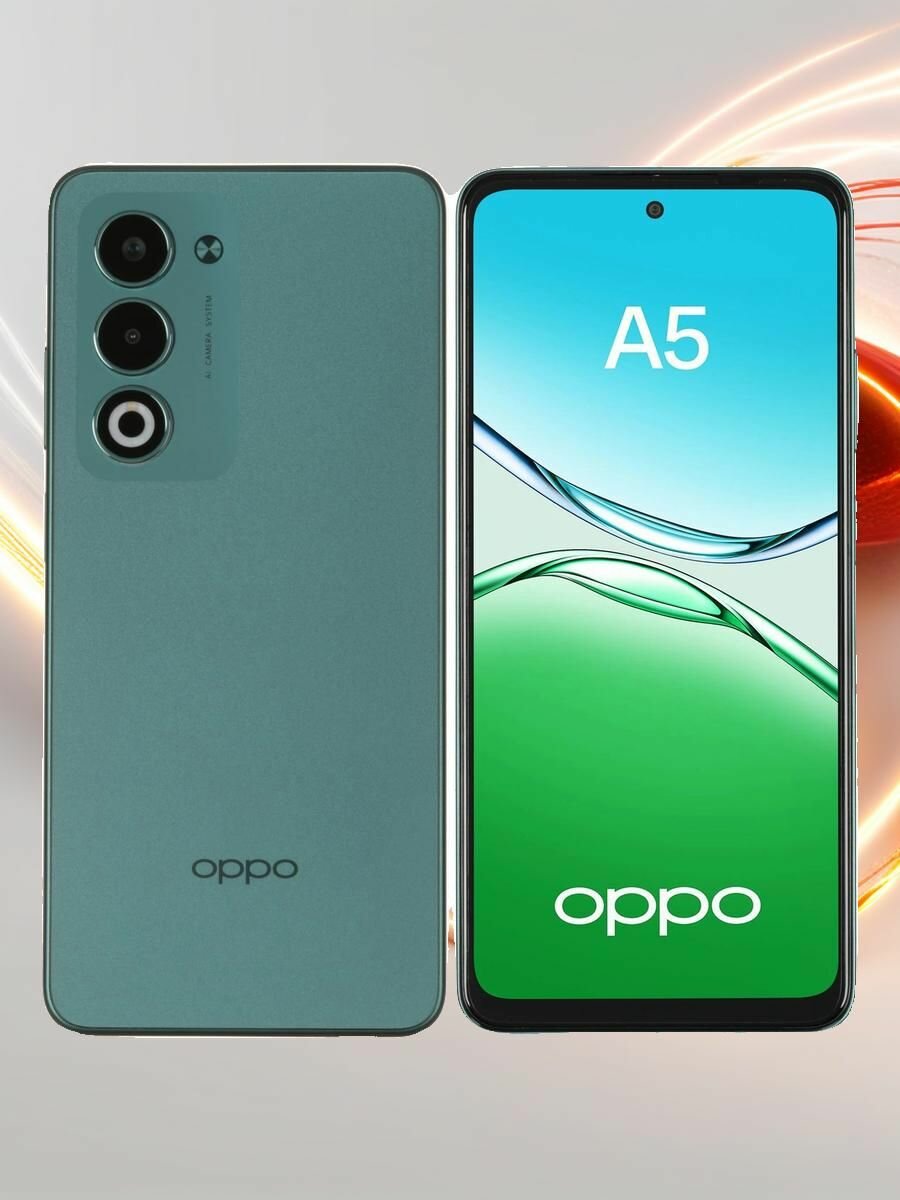6.67" Смартфон OPPO A5 256 ГБ зеленый ядер - 8x(2.1 ГГц), 8 ГБ, 2 SIM, IPS, 1604x720, камера 50+2 Мп, NFC, 4G, 6000 мА*ч