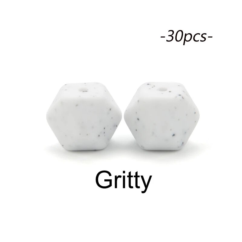 Силиконовые бусины белые "Gritty", 14 мм, 30 шт.