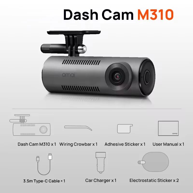 Для 70MAi Dash Cam M310 1296P Разрешение FOV Smart Voice Control Guard Ночное видение для M310, Нет