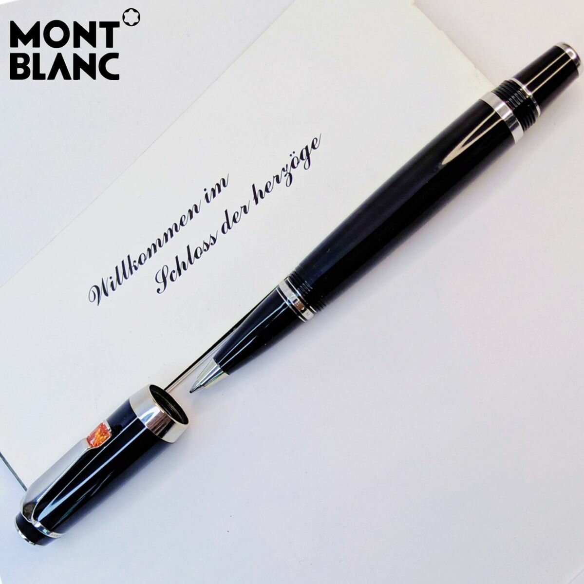 Montblanc Boheme Series Черная ручка-роллер с красным камнем (Подарочная коробка не включена)