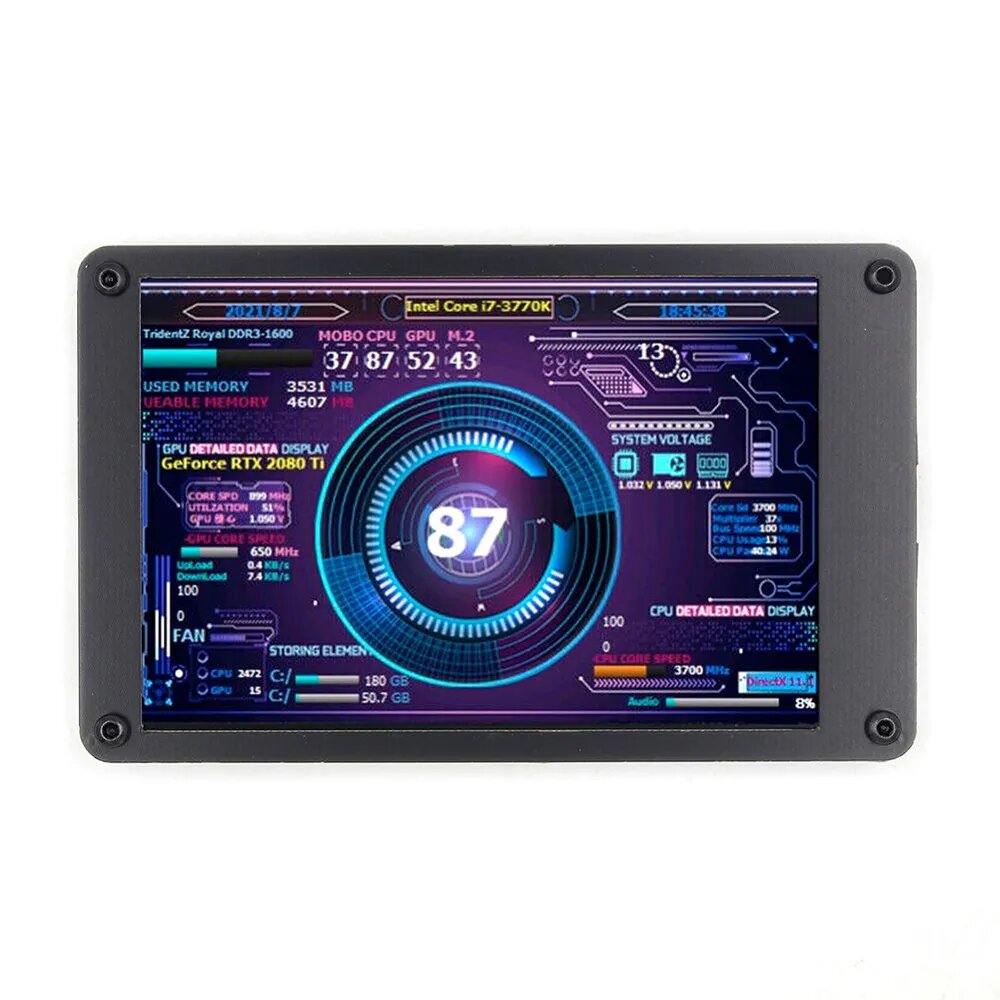Дисплей для ПК 3,5 дюйма IPS с поддержкой AIDA64, мониторинг CPU, GPU, RAM и HDD