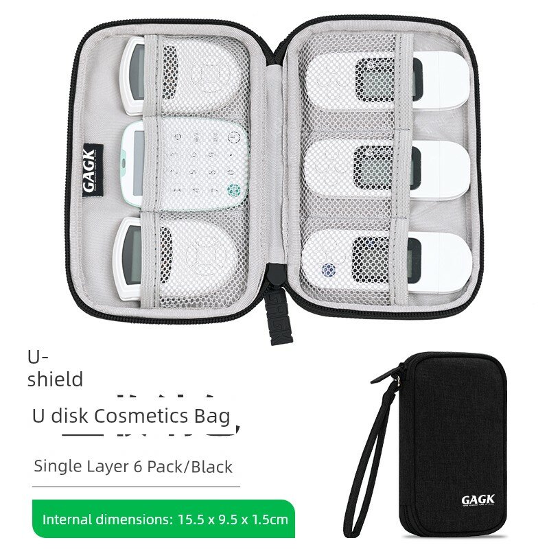 Однослойный чехол для 6 USB-токенов, черный - портативная организация для банковских устройств