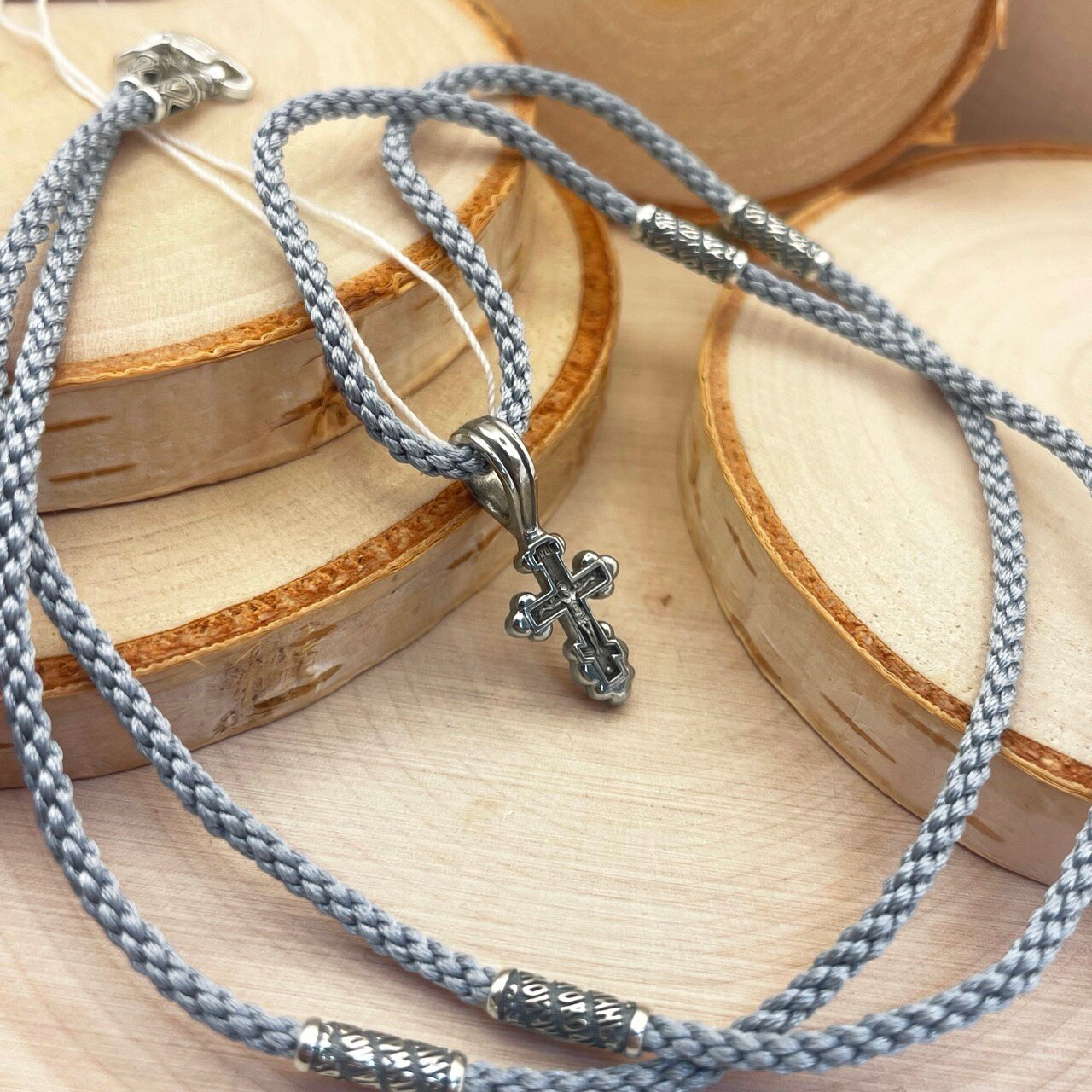 Крестик, серебро, 925 проба, чернение, родирование