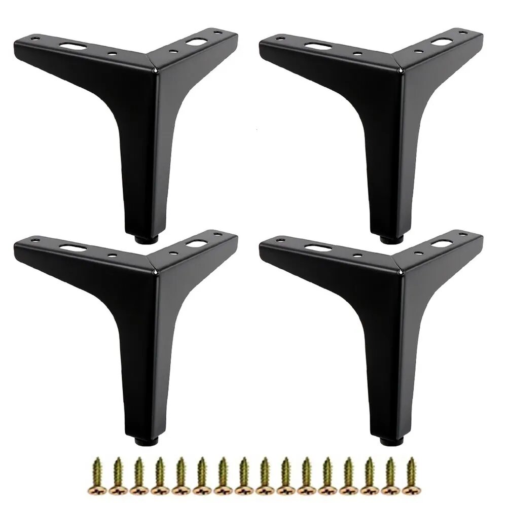 Ножка для мебели треугольная, черного цвета, для диванов и кресел, комплект 4 штуки, сталь