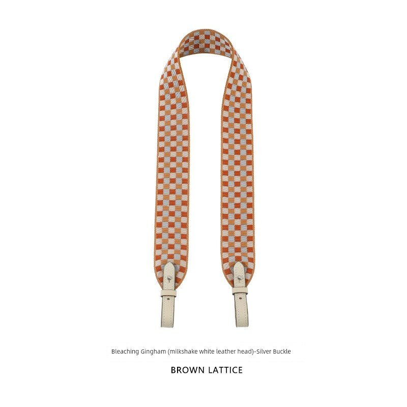 Женский холщовый ремень для Hermes Lindy 26 с коричневой клеткой и серебряной пряжкой, длина 100 см
