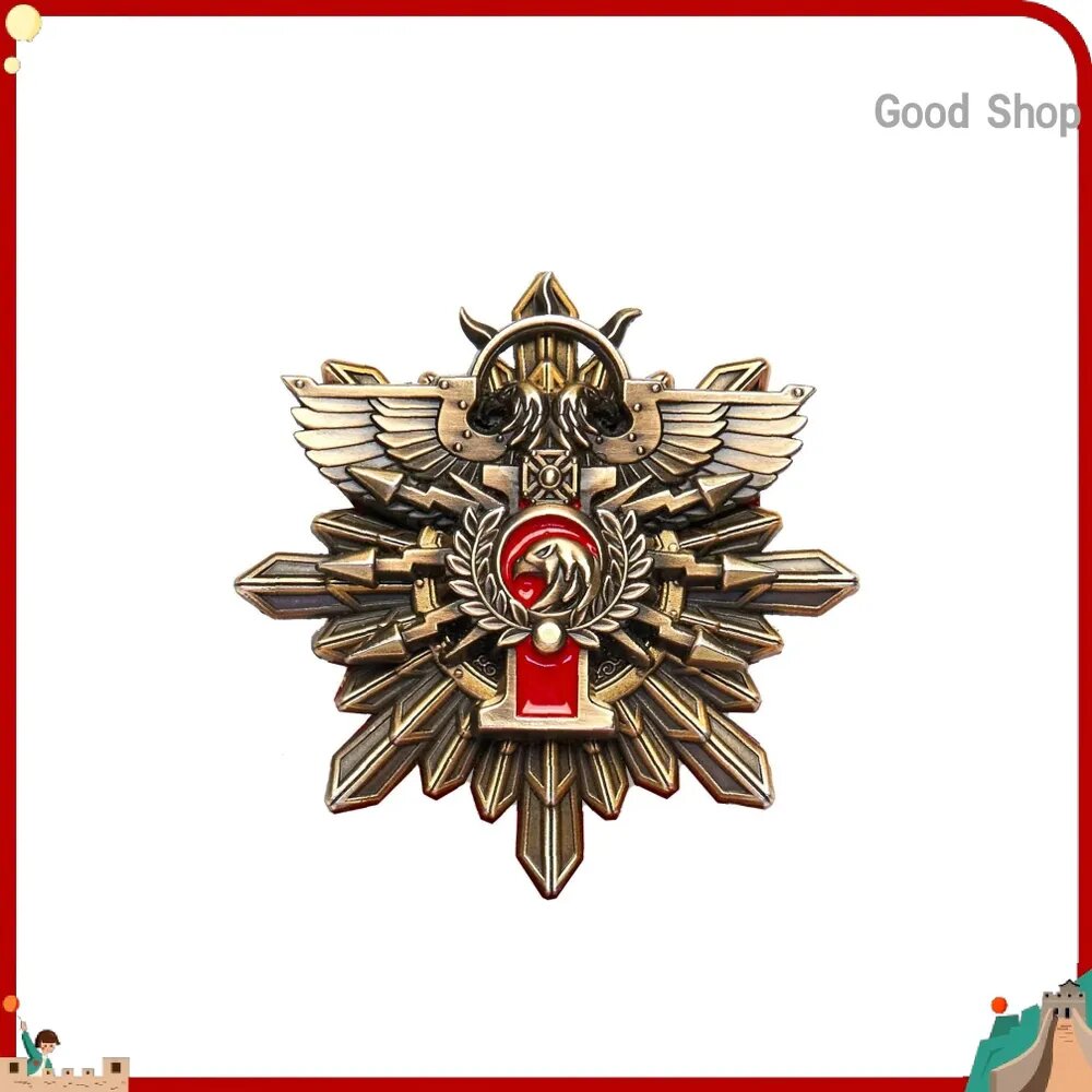 Значок Адептус Кустодес Warhammer 40K, оцинкованный металл, 144x40 мм, коричневый