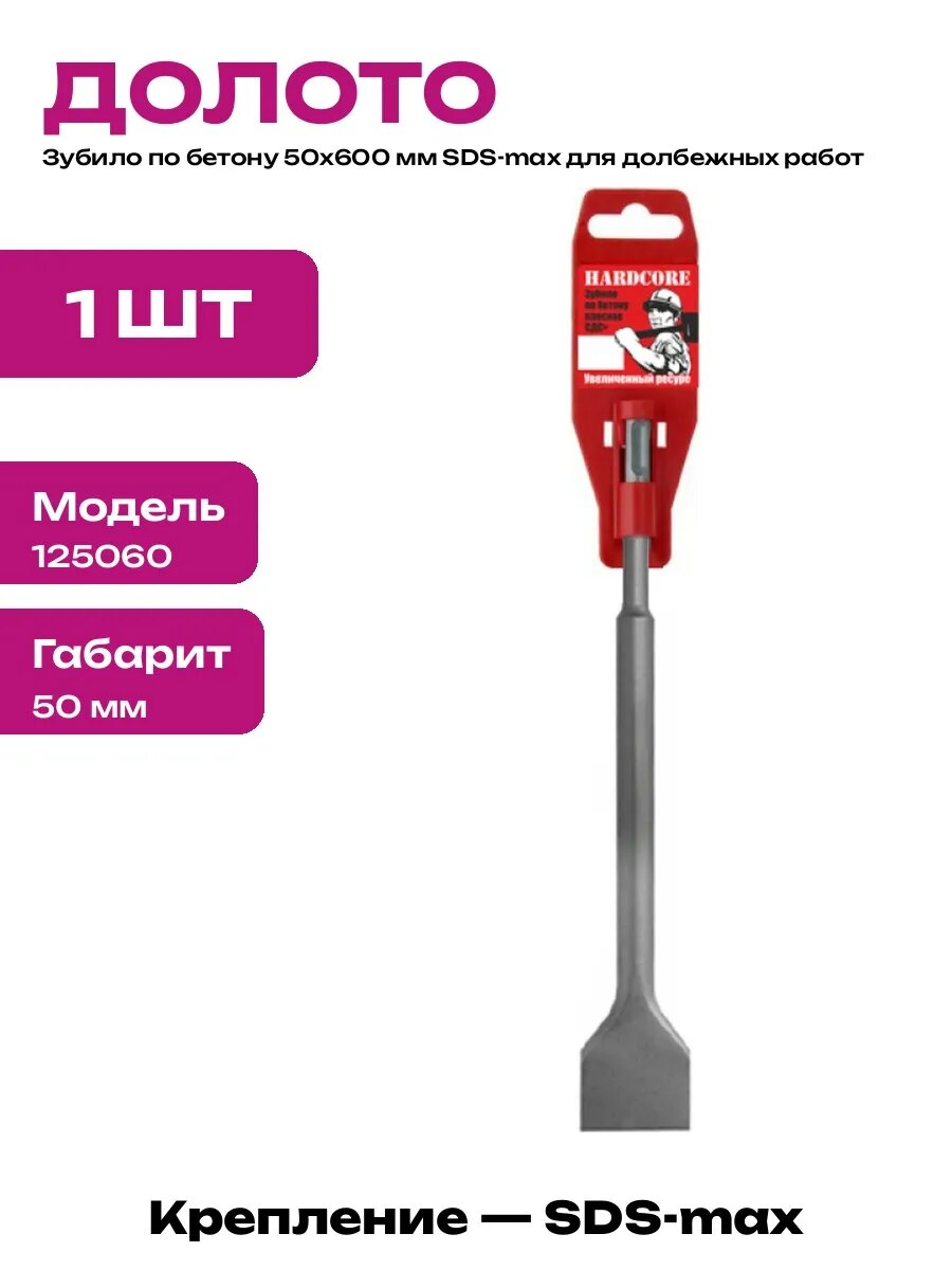 Лопатка для перфоратора SDS-max плоская 50x600 мм по камню