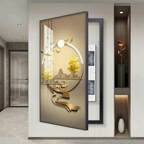 Декоративная панель для электросчетчика 40x60 см Без сверления, зеркальная поверхность, влагостойкость