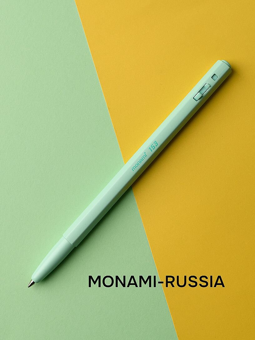 Ручка шариковая MONAMI 153 Nature Applemint с кнопочным механизмом в подарочной коробке