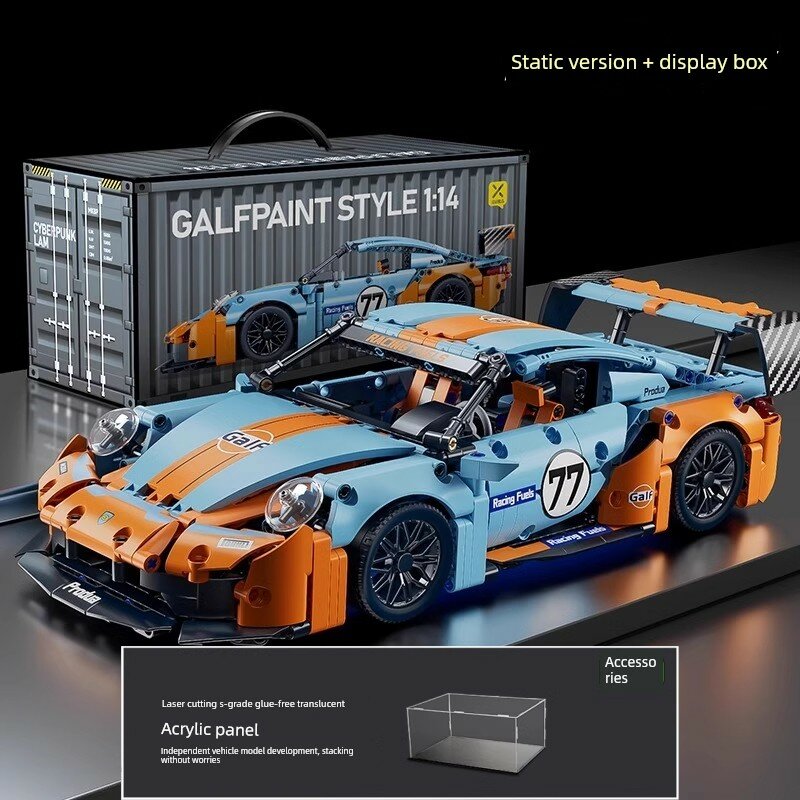 Набор LEGO Порше GT Gulf Oil с механической связью, 1248 деталей + прозрачная подставка