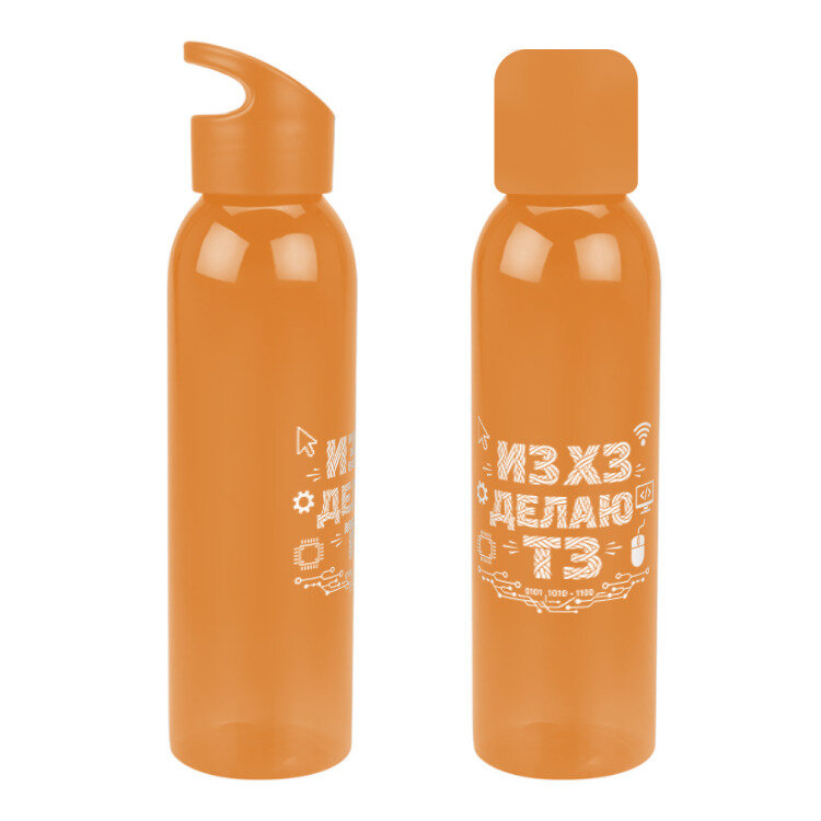 Бутылка для воды «Из ХЗ делаю ТЗ - надпись (мем)» (оранжевый)