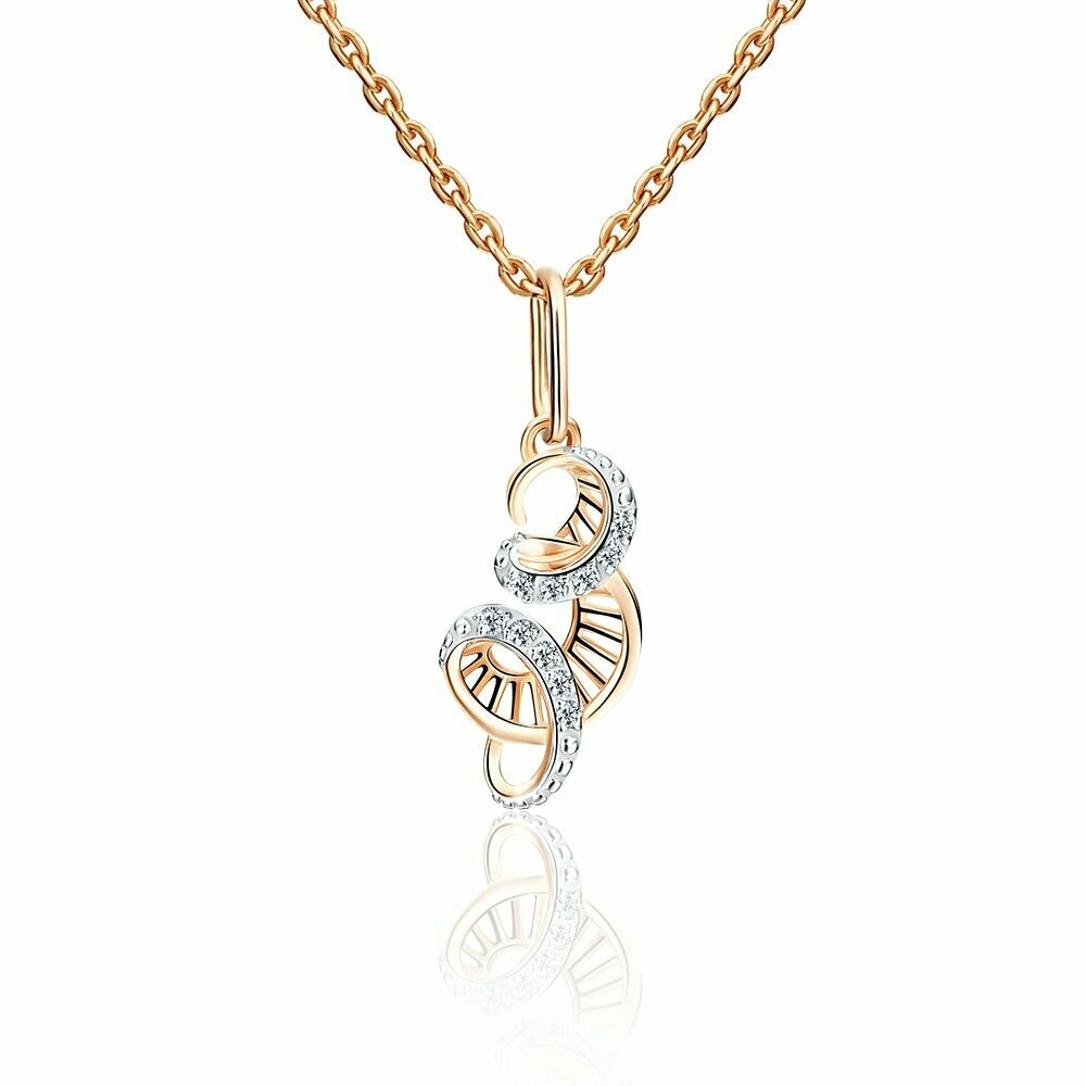 Подвеска, красное золото, 585 проба, фианит