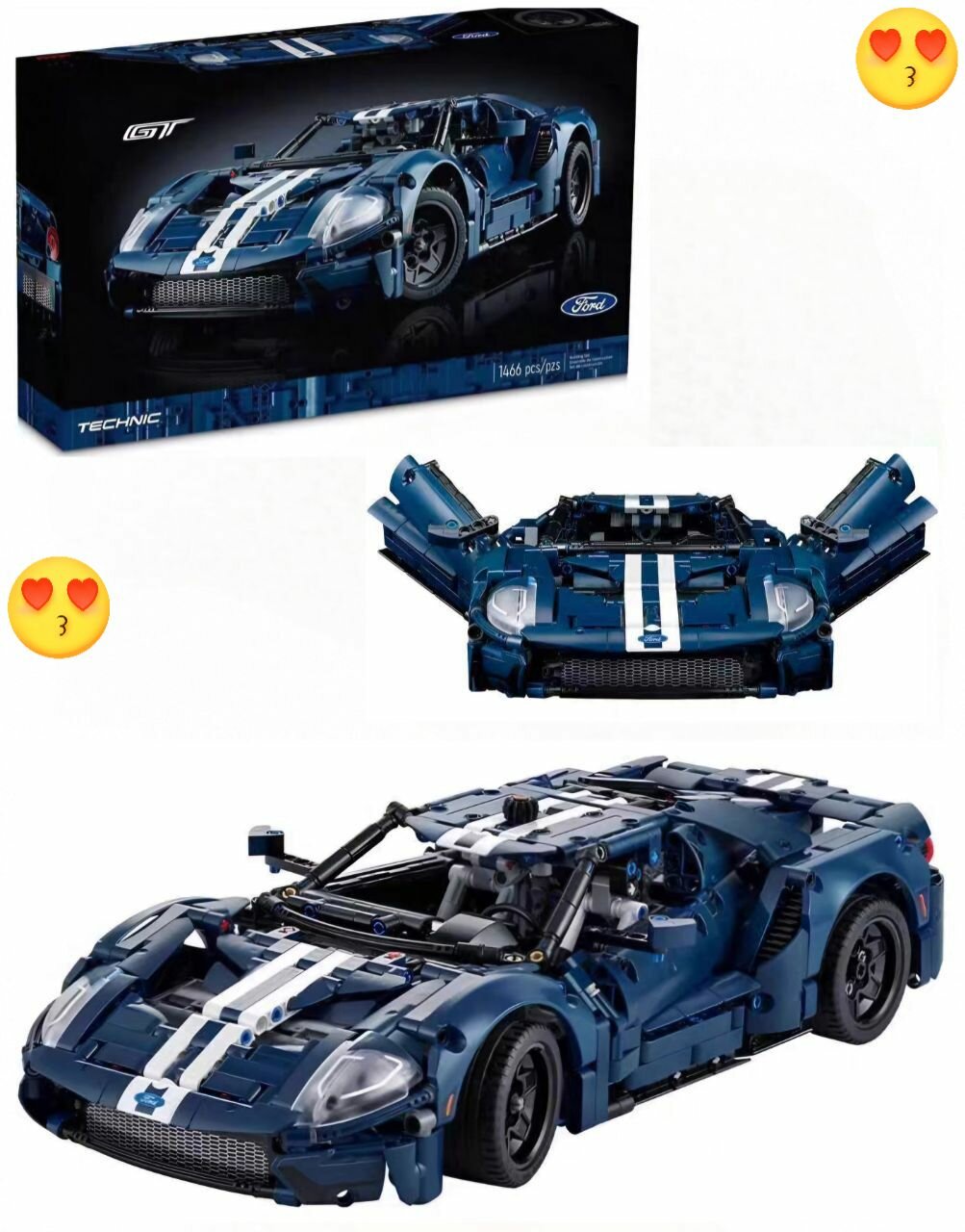 Конструктор Техник спортивная Машина "Форд ГТ" FORD GT детали:1466, совместим с другими конструкторами, подарок для Мальчиков и Девочек