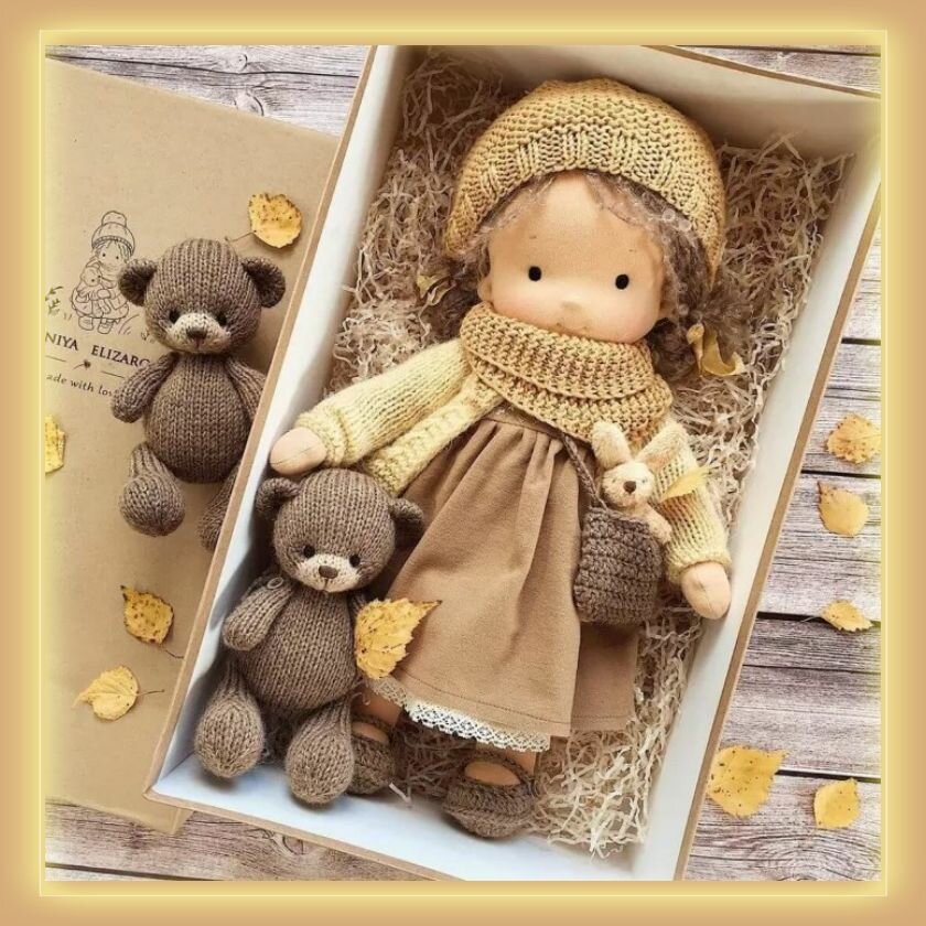 Кукла для девочки мягкая с одеждой текстильная тряпичная с длинными волосами интерьерная ручной работы