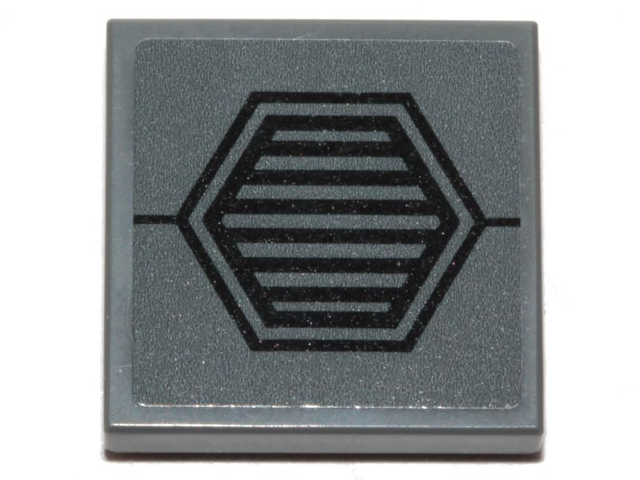 Tile 2 x 2 with SW AT-ST Hexagon Vents on Dark Bluish Gray Background Pattern (Sticker) - Set 75254, 3068pb1268 Dark Bluish Gray U
