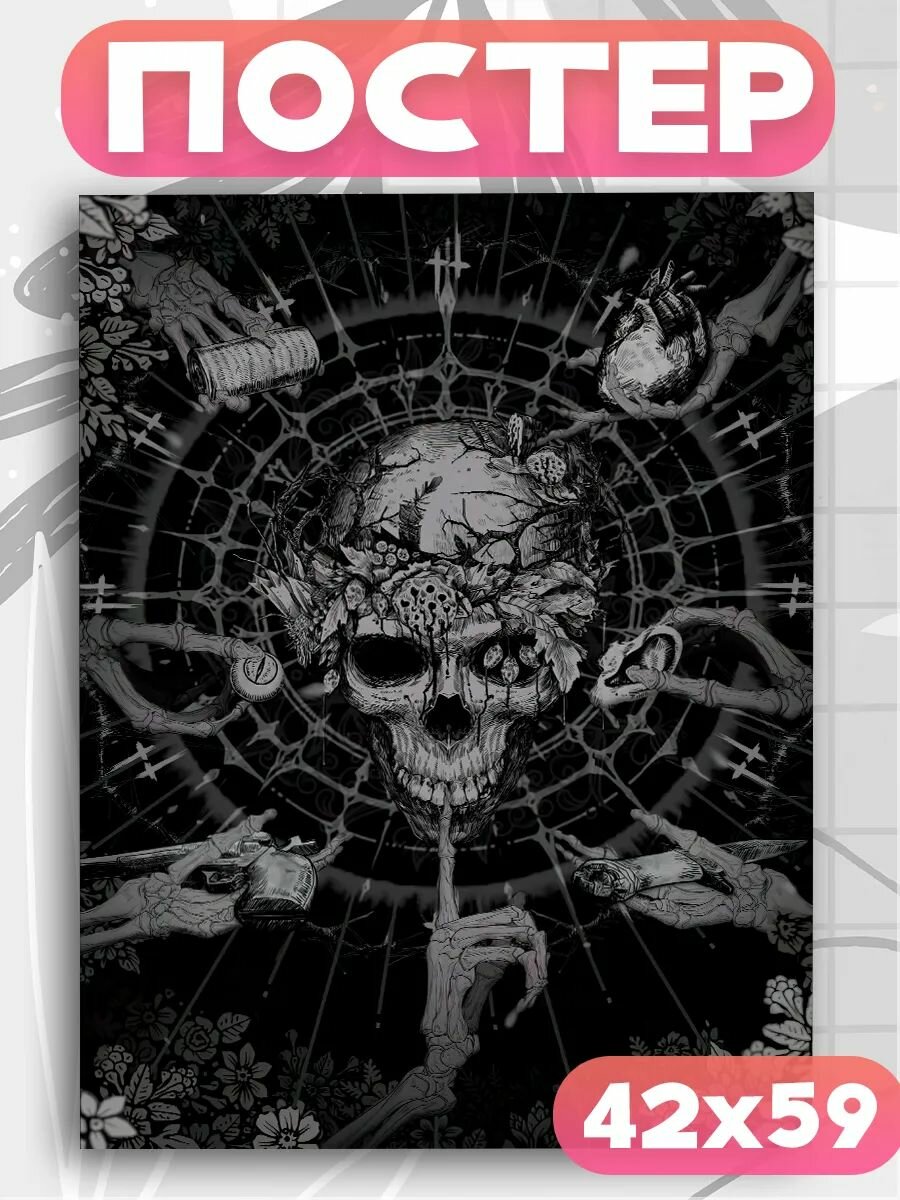 Постер на стену череп y2k