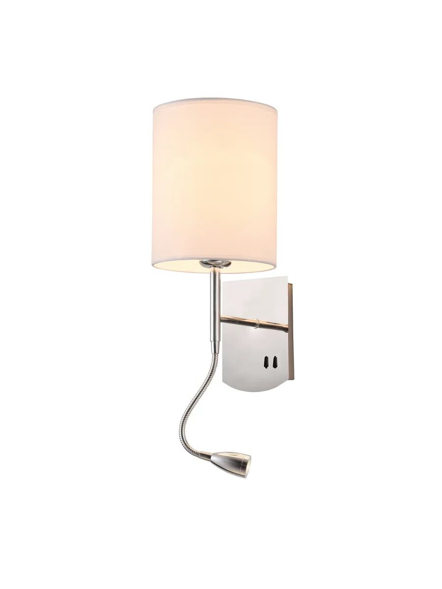 Бра Maytoni Modern Bergamo MOD617WL-01CH, E27, 60Вт, IP20, хром, текстиль