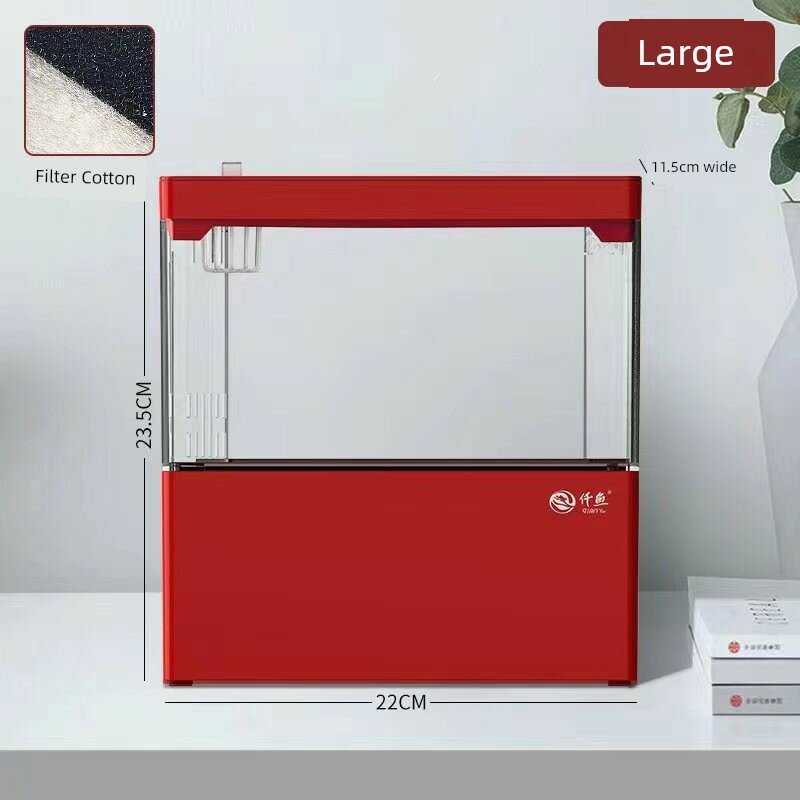 Красный крупный аквариум из акрила с насосом и фильтрующим патроном - просторный 22x11.5x23.5 см для аквариумного