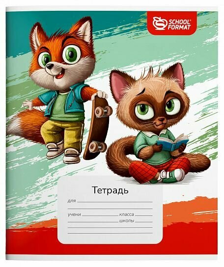 Тетрадь 12 л. линия Schoolformat веселые зверята мелованный картон, выборочный 1 шт