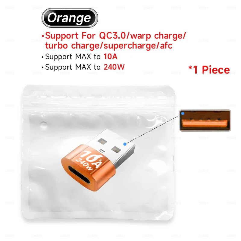 Адаптер USB Type-C на USB-A 10A 240W Orange