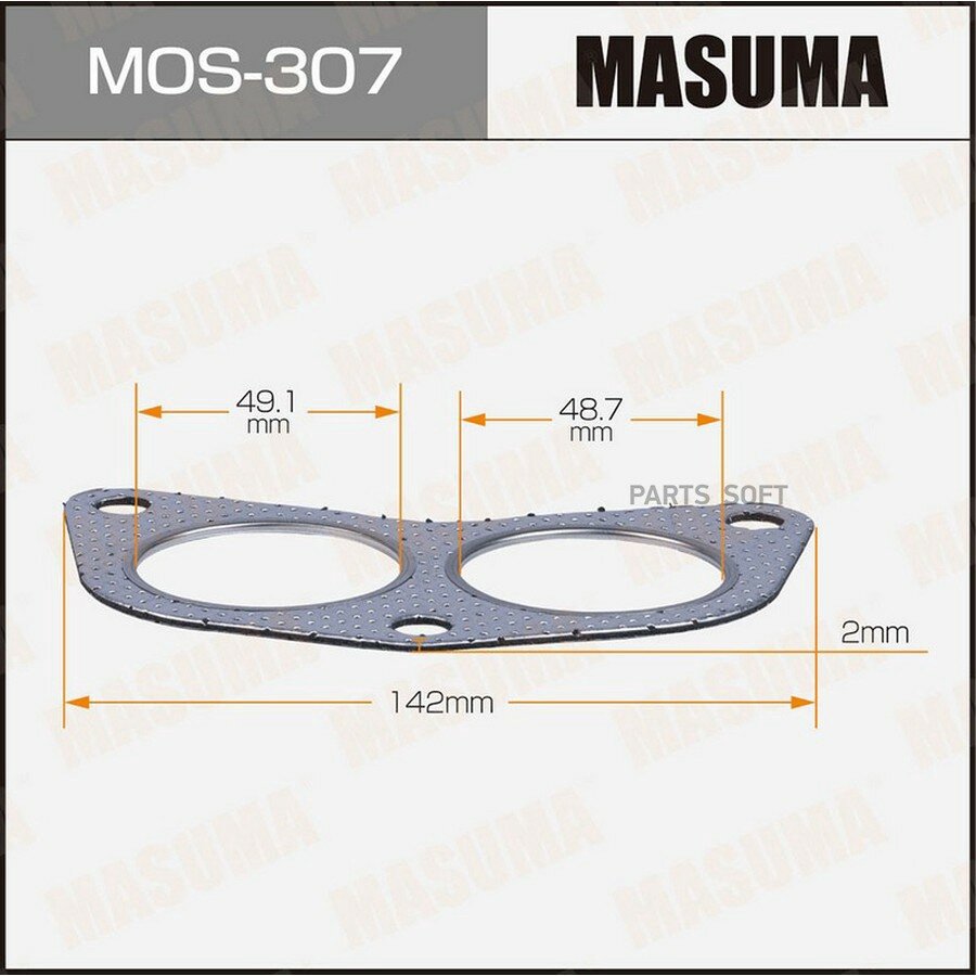 Прокладка глушителя 49.1/48.7x142x2 MASUMA MOS-307 | цена за 1 шт