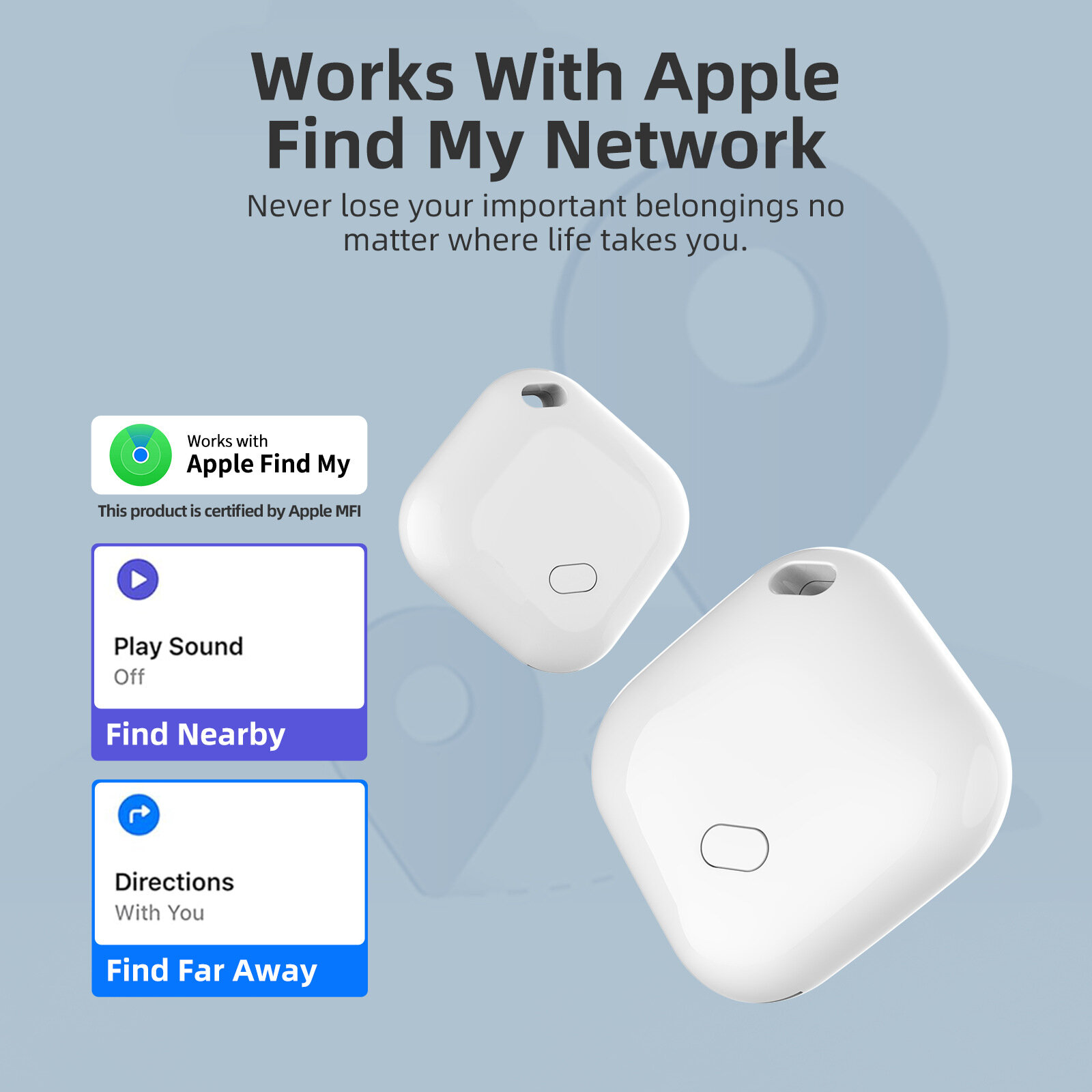 Bluetooth GPS трекер для автомобильных ключей, USB-накопителей и домашних животных — белый F02
