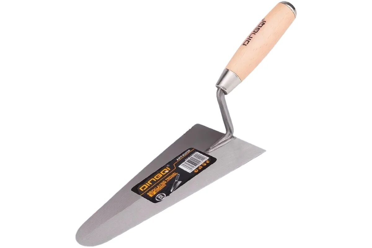 Мастерок каменщика Dingqi 200 мм деревянная рукоятка углеродистая сталь для кладки кирпича и обработки строительных смесей