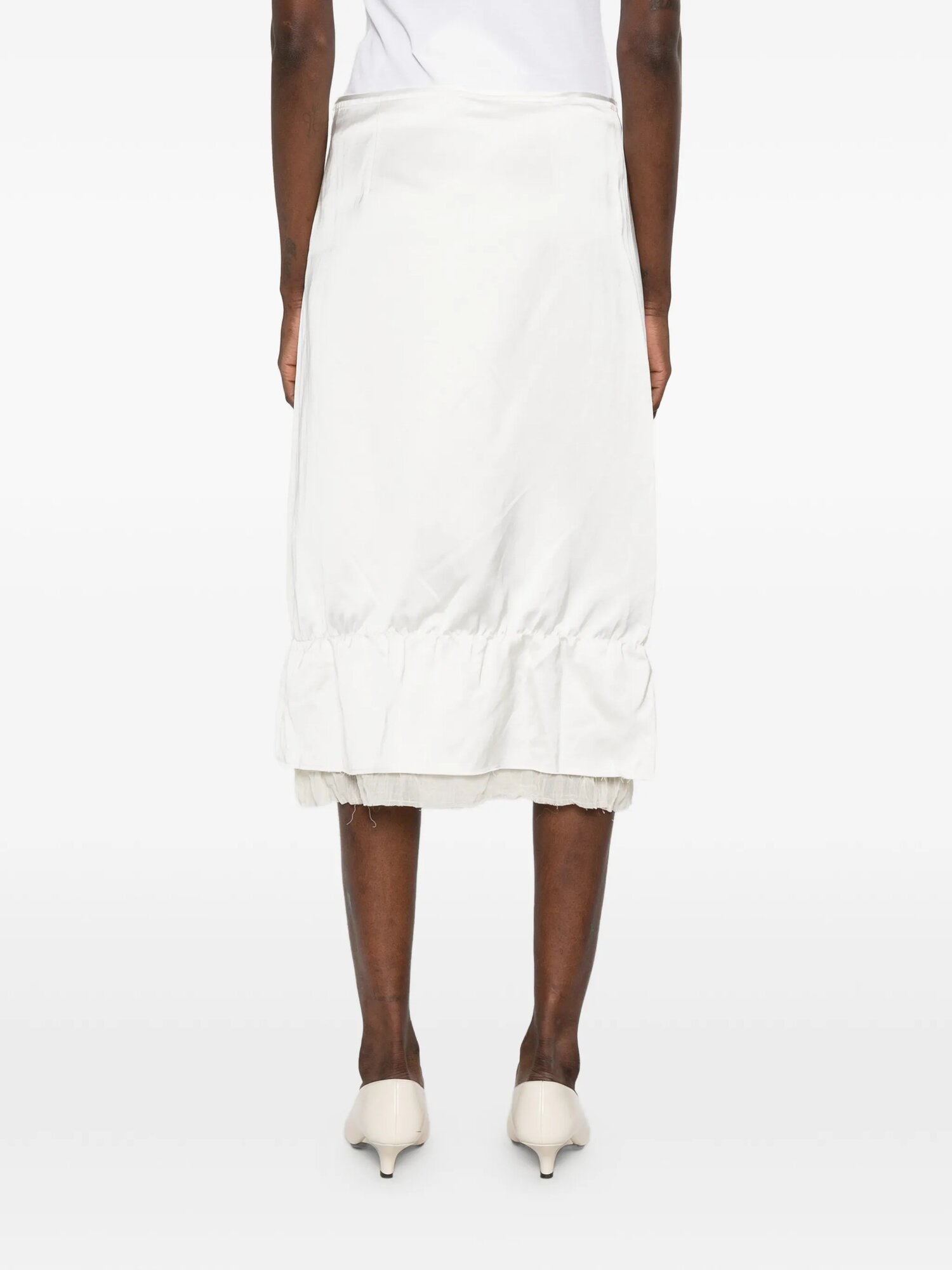 Юбка TOTEME Layerd midi skirt, размер 34, white — фото 1