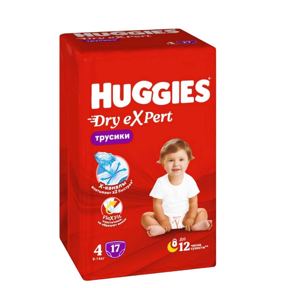 Трусики-подгузники Huggies Драй Эксперт конви, размер4, 17 шт, одноразовые