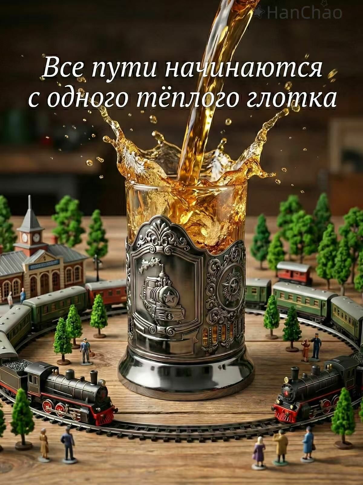 Подстаканник "Советское ретро" с рельефным рисунком, 11.5 см, серебристый, для дома и подарка, кружка-подставка — фото 1