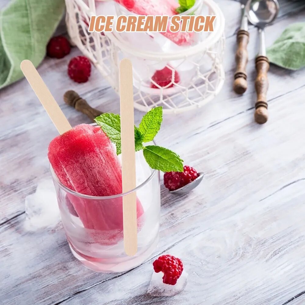 Набор из 250 березовых деревянных палочек для рукоделия, бежевые, для изготовления мороженого и поделок