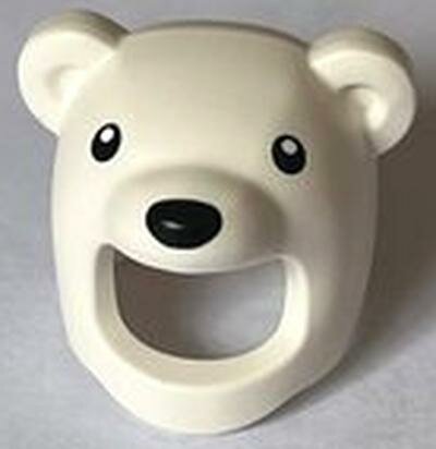 Деталь Lego 3557pb01 Minifigure, Headgear Head Cover, Costume Bear with Black Eyes and Nose Pattern