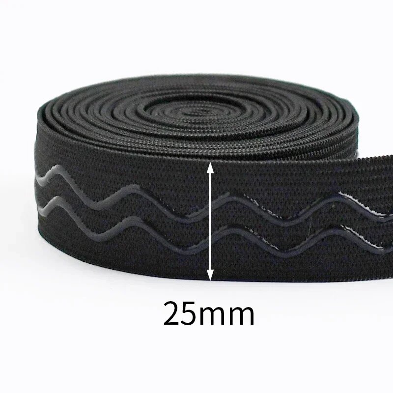 Черная эластичная лента 25 мм, 5 метров, EB013-Black2-25mm
