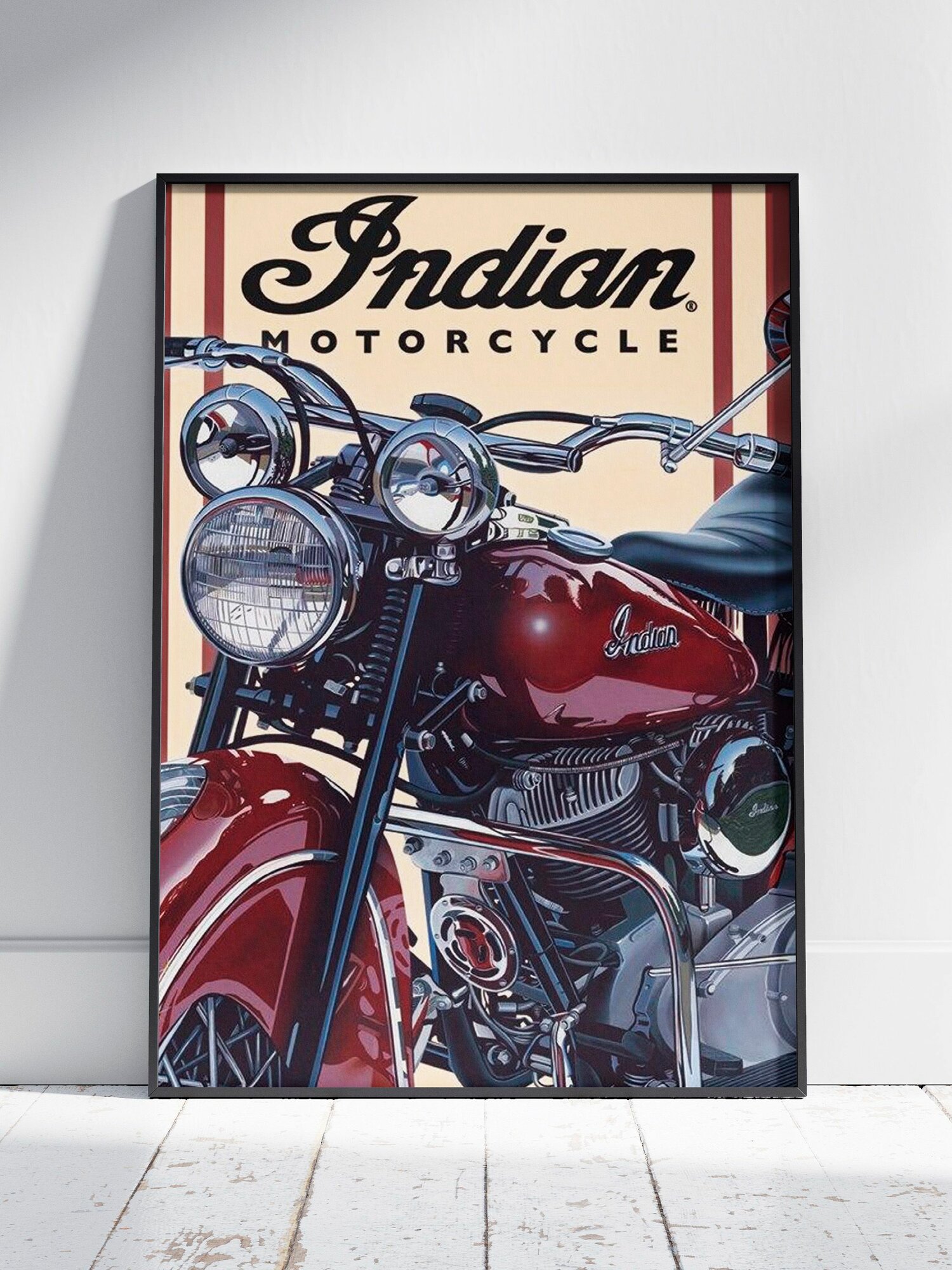 Плакат на стену для интерьера Мотоцикл (Indian Chief Vintage 1) - Постер по мото и байкам формата A4 (21x30 см)