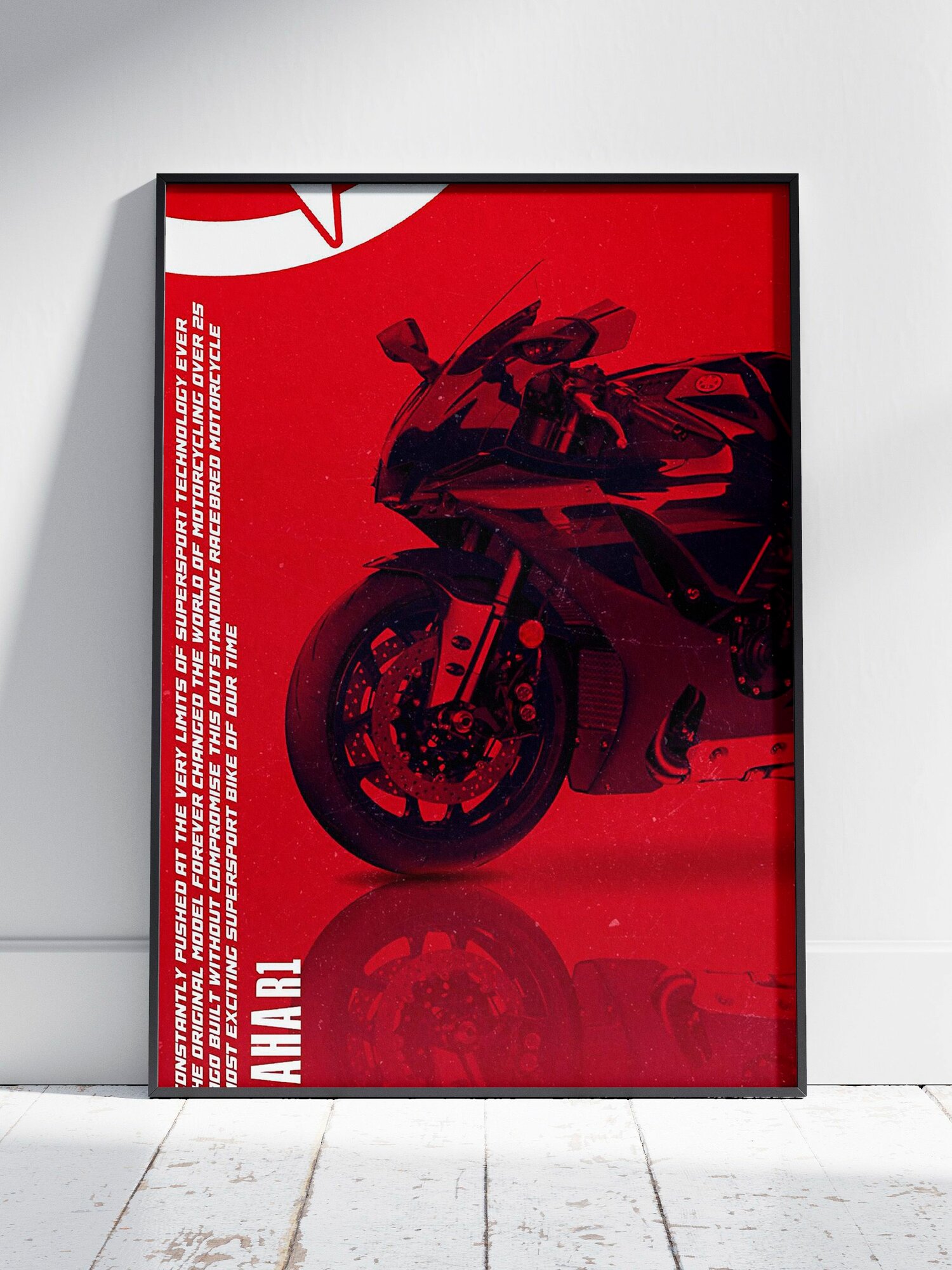 Плакат на стену для интерьера Мотоцикл (Yamaha YZF-R1 7) - Постер по мото и байкам формата A3 (30x42 см)