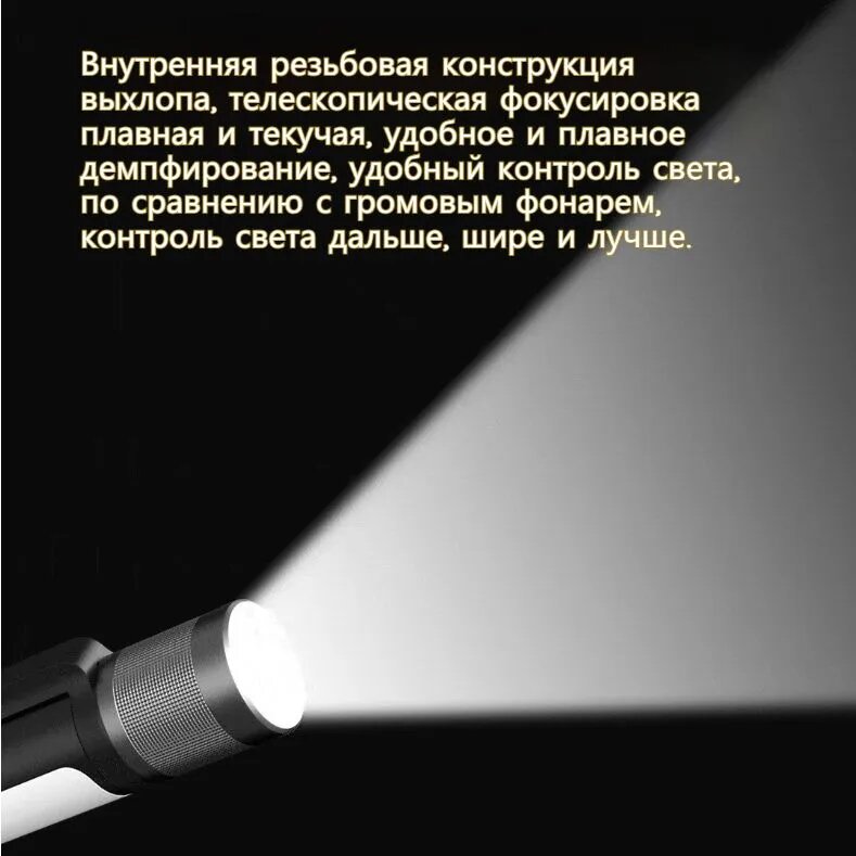 Фонарь NexTool Outdoor 12 in 1 Thunder Music Flashlight, 900 лм, 240 м, черный, ручной фонарь — фото 1