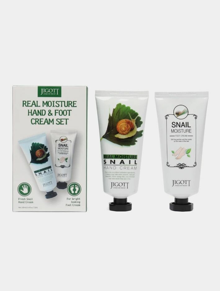 Набор кремов для рук и ног с экстрактом слизи улитки Jigott Real Moisture Set
