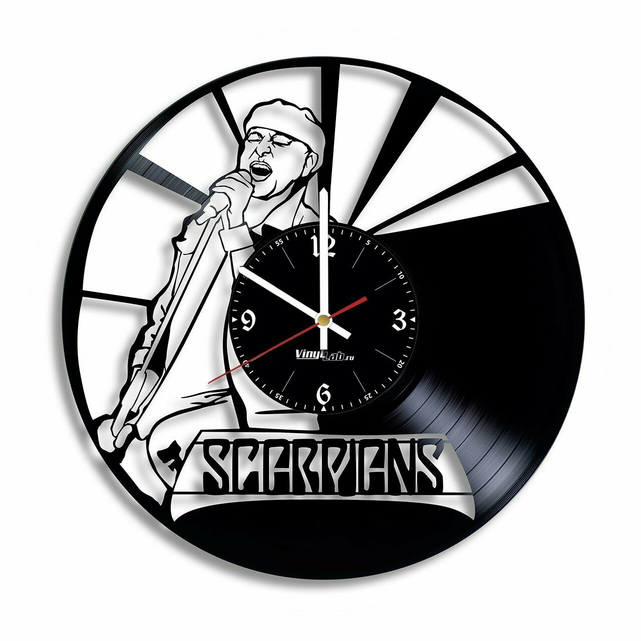 Часы из виниловой пластинки (c) VinylLab Scorpions, диаметр 30 см