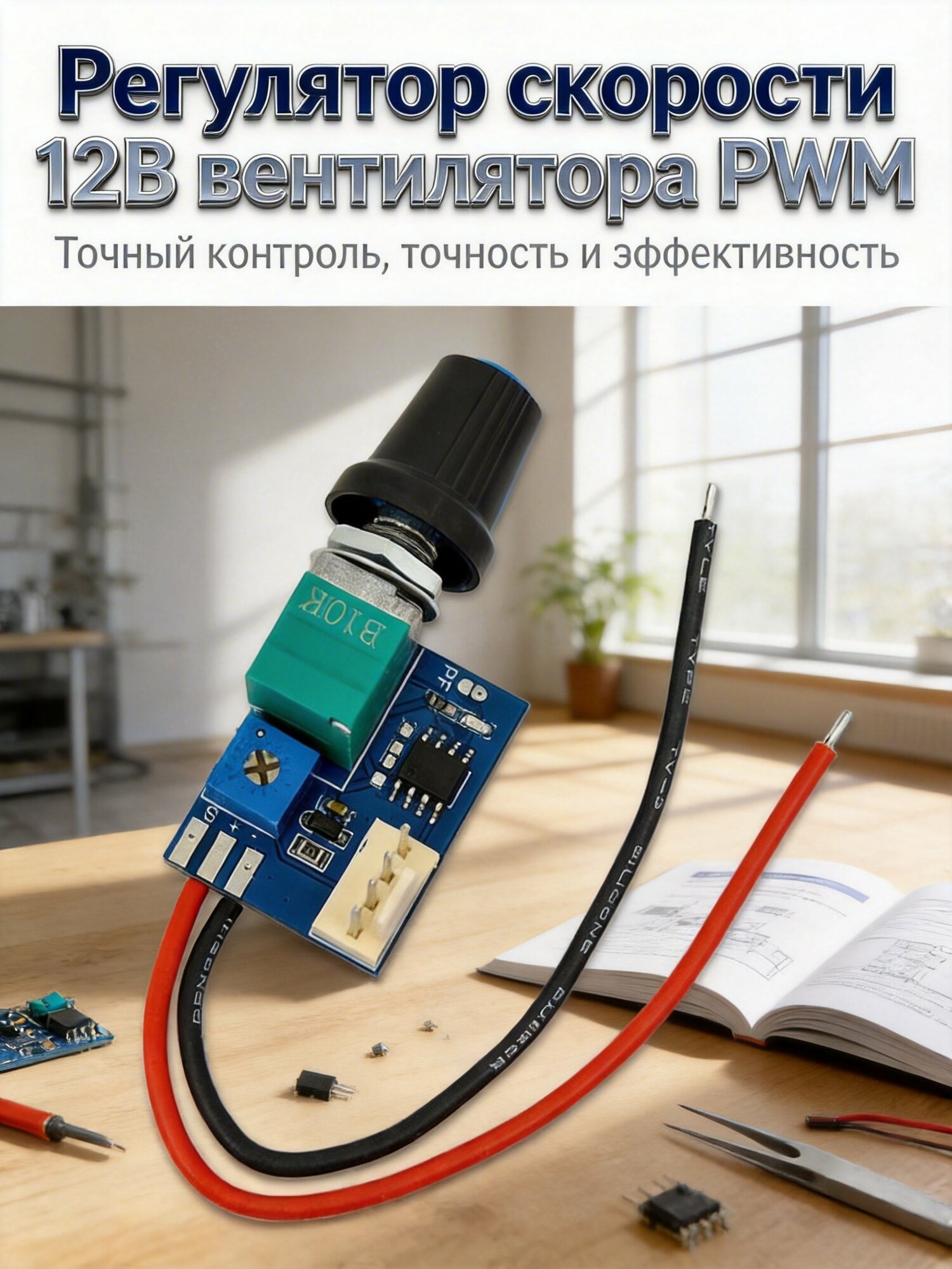 Регулятор скорости вентилятора PWM 12В, одноканальный контроллер для ПК с 4-контактным разъемом и установкой без инструментов, корпус ABS, компактный модуль