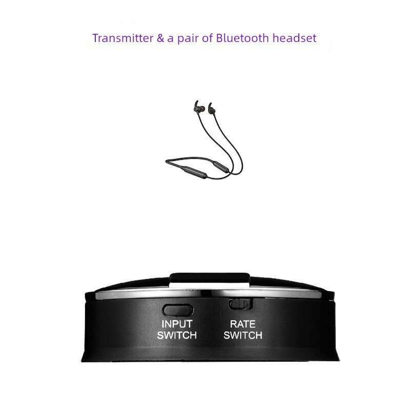 Черный Bluetooth аудио передатчик с беспроводной наушниками для ТВ, 1 пара в комплекте, высококачественная передача