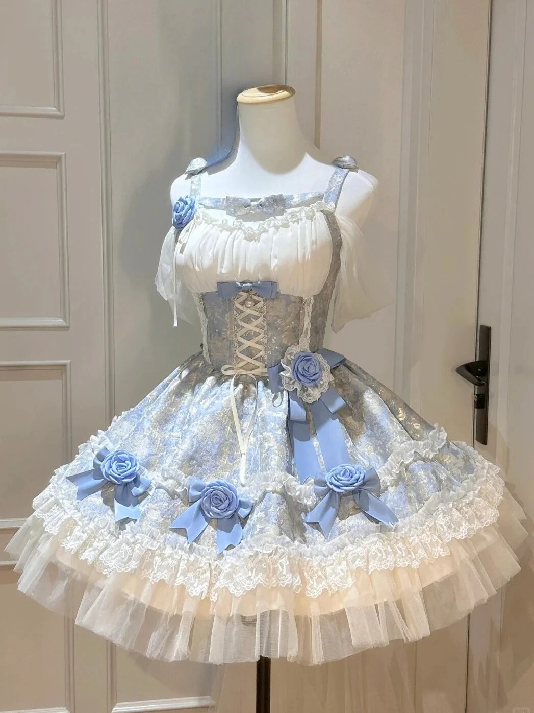 Платье Lolita голубое, розовое, S