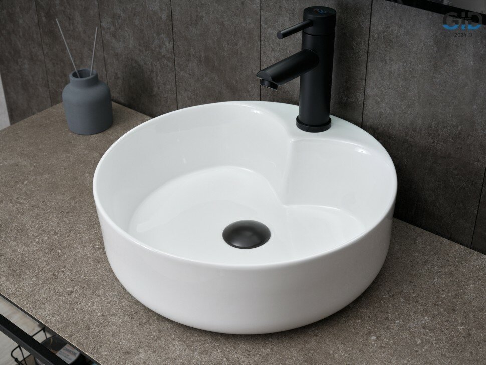 Раковина GiD-ceramic N9013, накладная, белая, круглая, 40 см х 40см х 13см