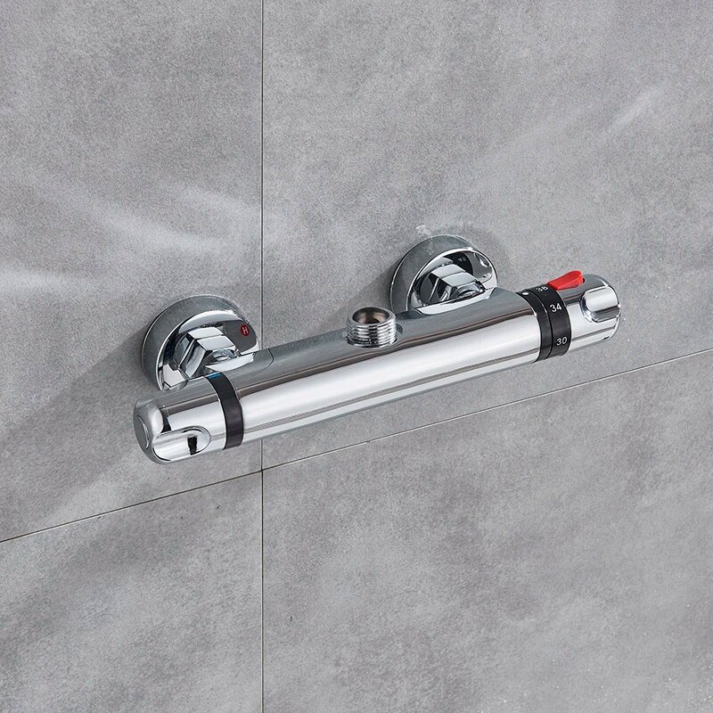 Senlesen Термостатический смеситель для ванны и душа хромовый Термостатический смесительный кран Двух ручек Настенный смеситель для душа в ванной комнате Кран для душа-Хром D