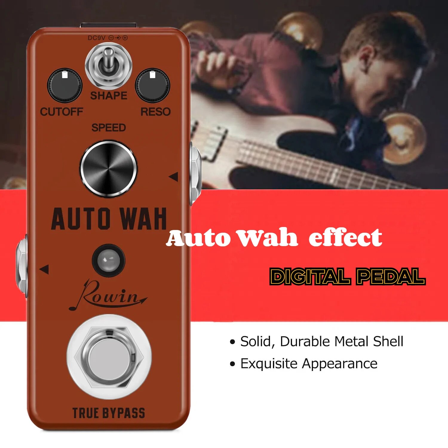 Rowin Auto Wah Effect Гитарная педаль Wah-Wah Filter Цифровой эффектор Waaah True Bypass Музыкальные инструменты для педалборда