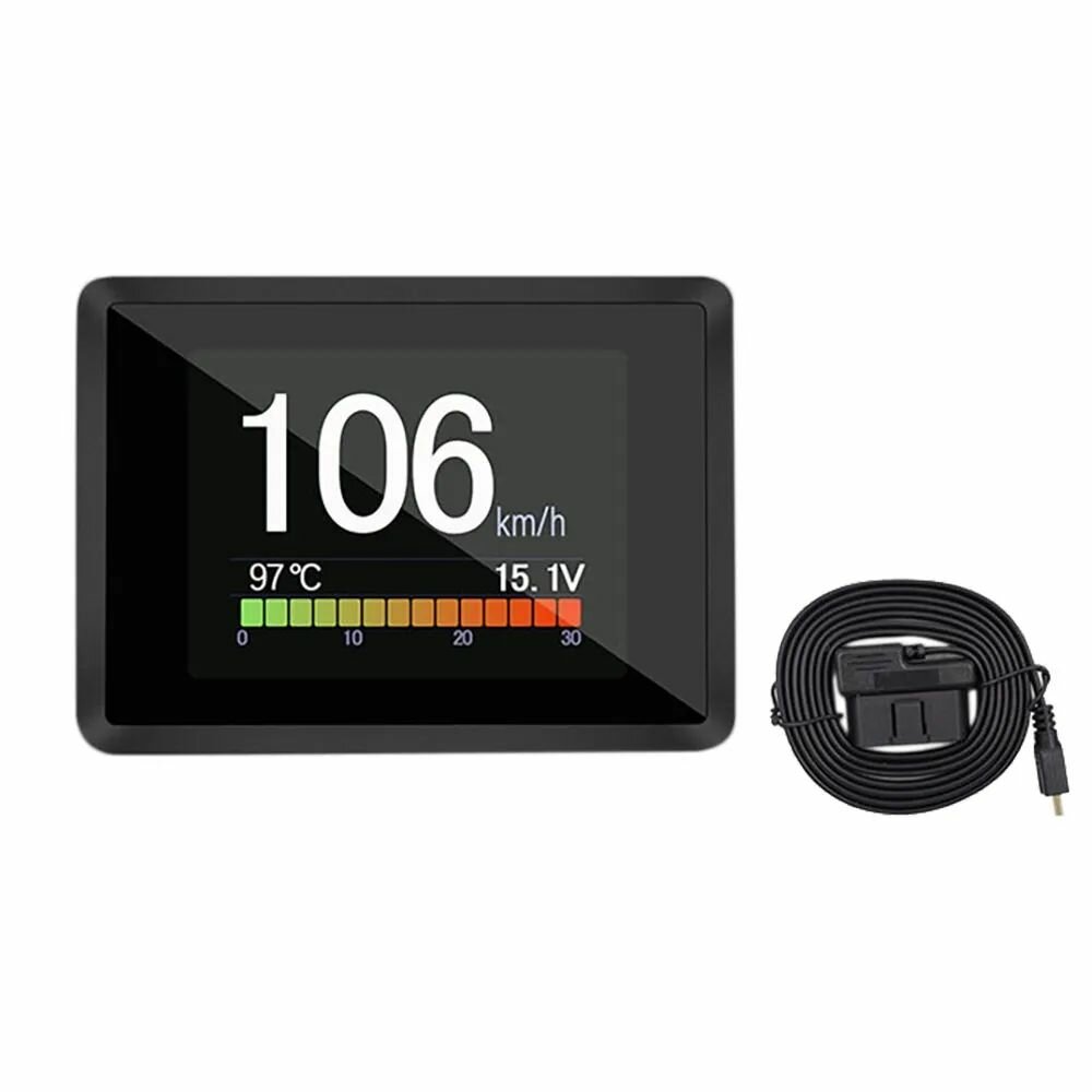 Бортовой компьютер OBD2 с HUD-проекцией на лобовое стекло — отображение скорости, тахометр, температура, расход и диагностика